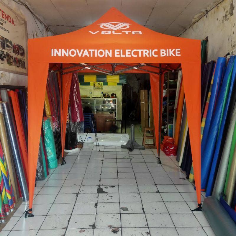 Jual tenda lipat 2x2 branding logo dan tulisan stand promosi bazar ...