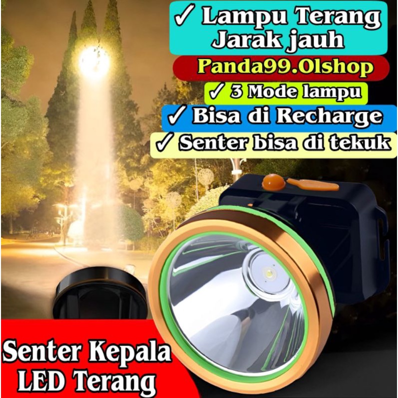 Jual Senter Kepala Super Terang 30 Watt Bisa Di Cas LED ⭐ panda99 ⭐ ...