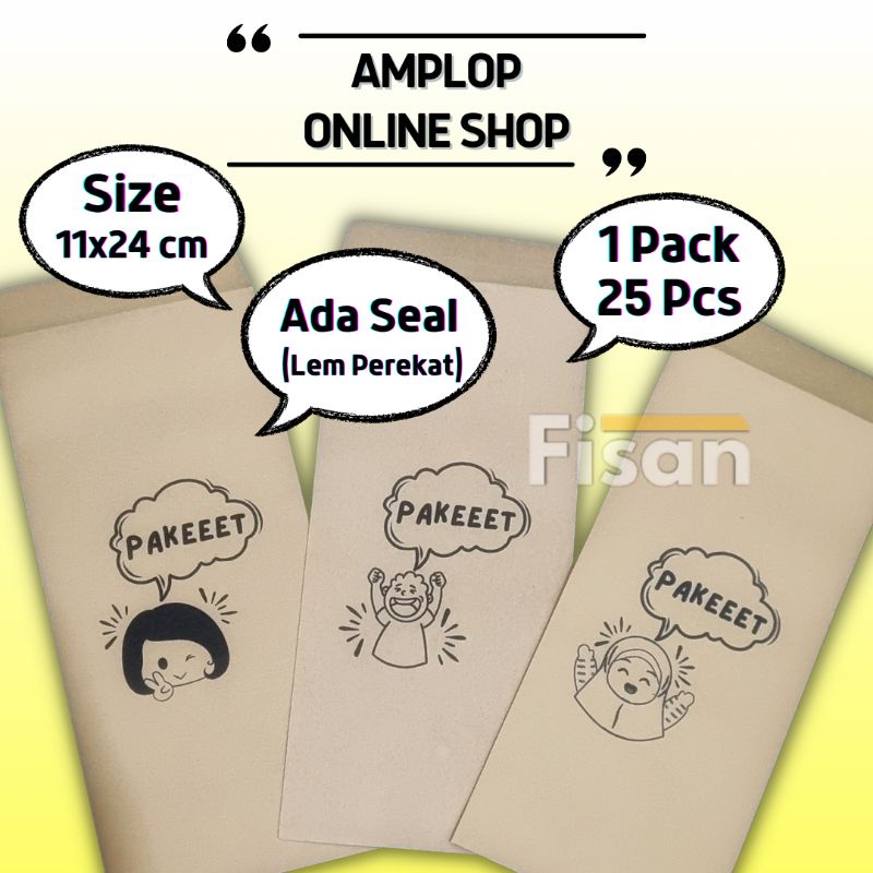 Jual 25 Pcs Amplop Seal Kabinet Coklat Paket Online Shop Gambar11x24 cm ...
