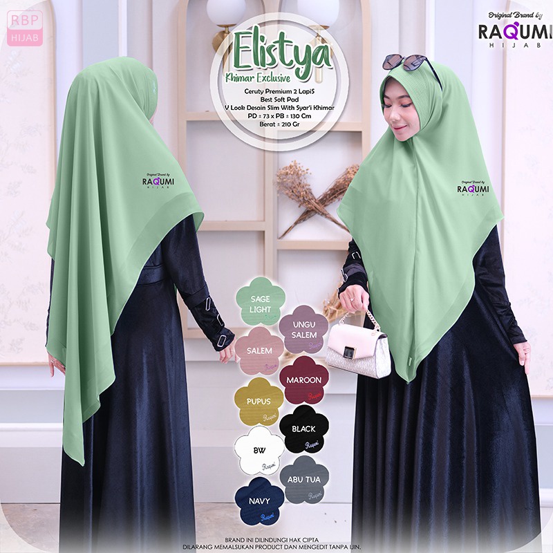 Jual Jilbab Syar'i Instan Elistya Khimar Exclusive Raqumi Hijab | Shopee Indonesia