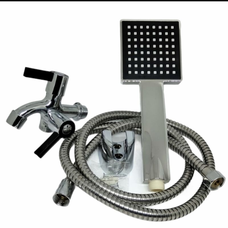 Jual paket lengkap shower set dan keran cabang dingin 1 set komplit ...