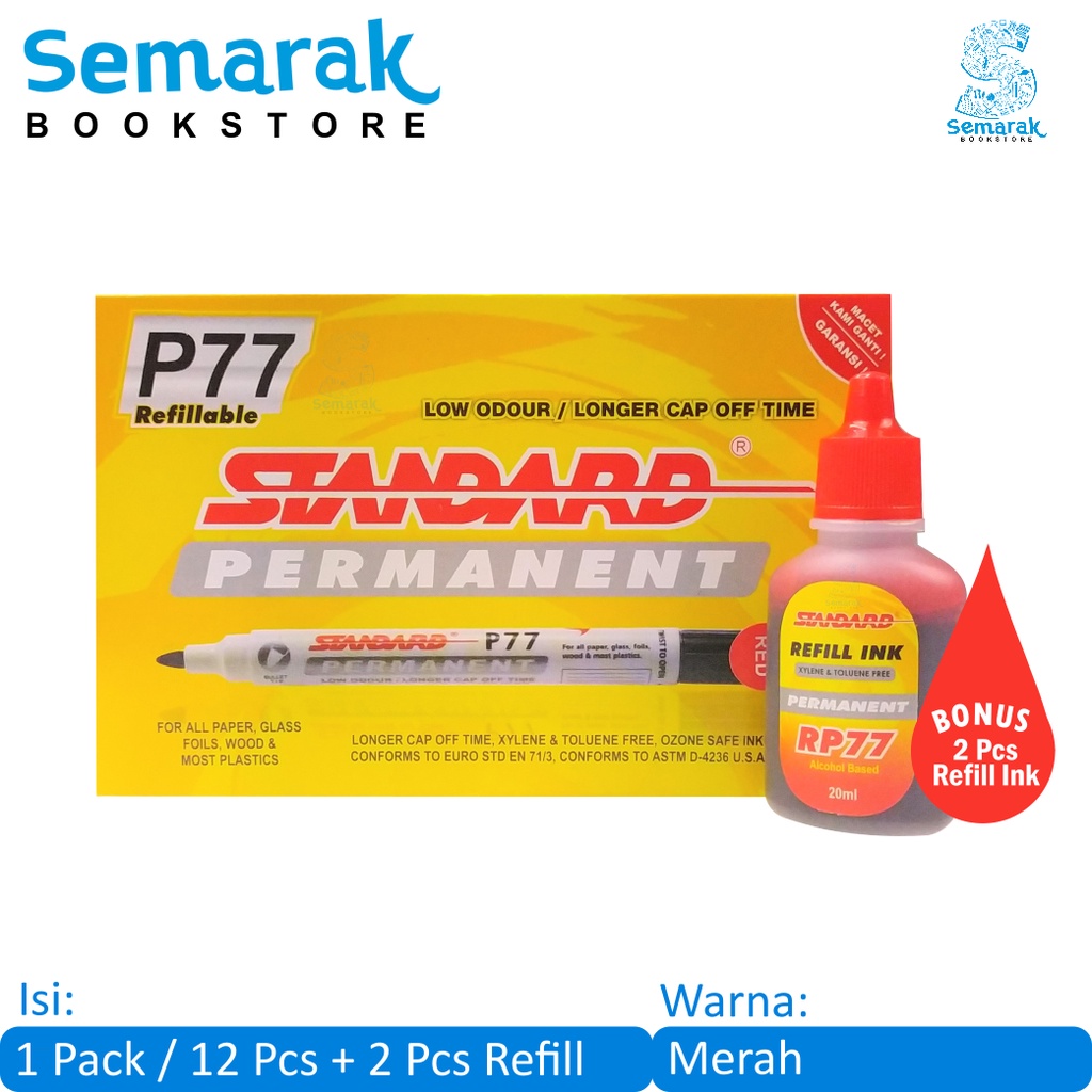 Jual Standard P77 Permanent Marker Spidol Papan Tulis Tidak Dapat ...