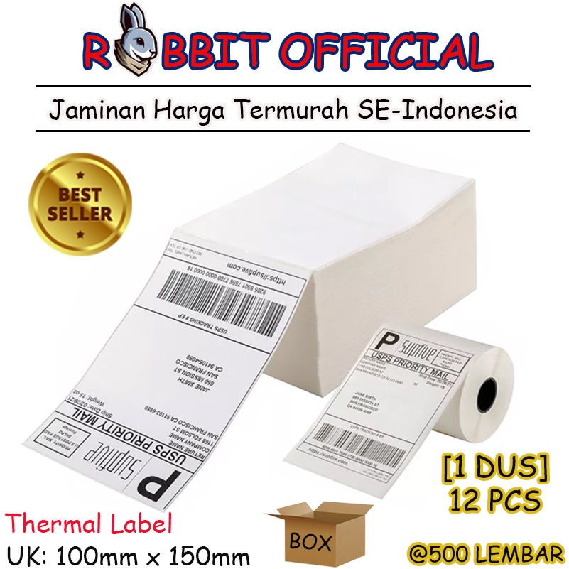 Jual PROMO 1 BOX, Kertas Thermal Label Barcode 100 x 150 mm Label Pengiriman 100x150 ukuran A6 ...