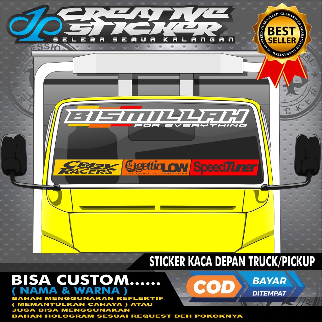 Jual STICKER KACA DEPAN TRUCK/PICKUP ATAS DAN BAWAH (BISA CUSTOM ...