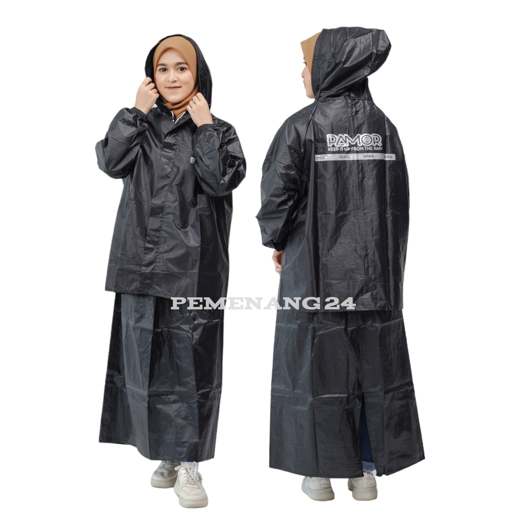 Jual PAMOR Jas Hujan Setelan Rok Mantel Hujan Wanita Parasut Waterproof ...
