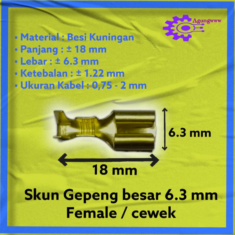 Jual Skun gepeng cewek/skun female besar 6.3mm | Shopee Indonesia