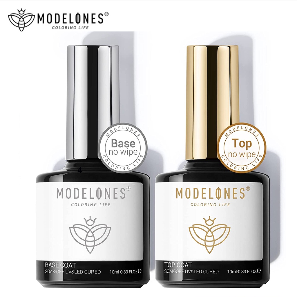Jual Modelones Gel Top Coat dan Base Coat Set Gel Nail Polish No Wipe ...