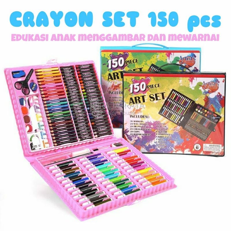 Jual Pensil Warna Crayon set 150pcs/Crayon set menggambar dan mewarna ...