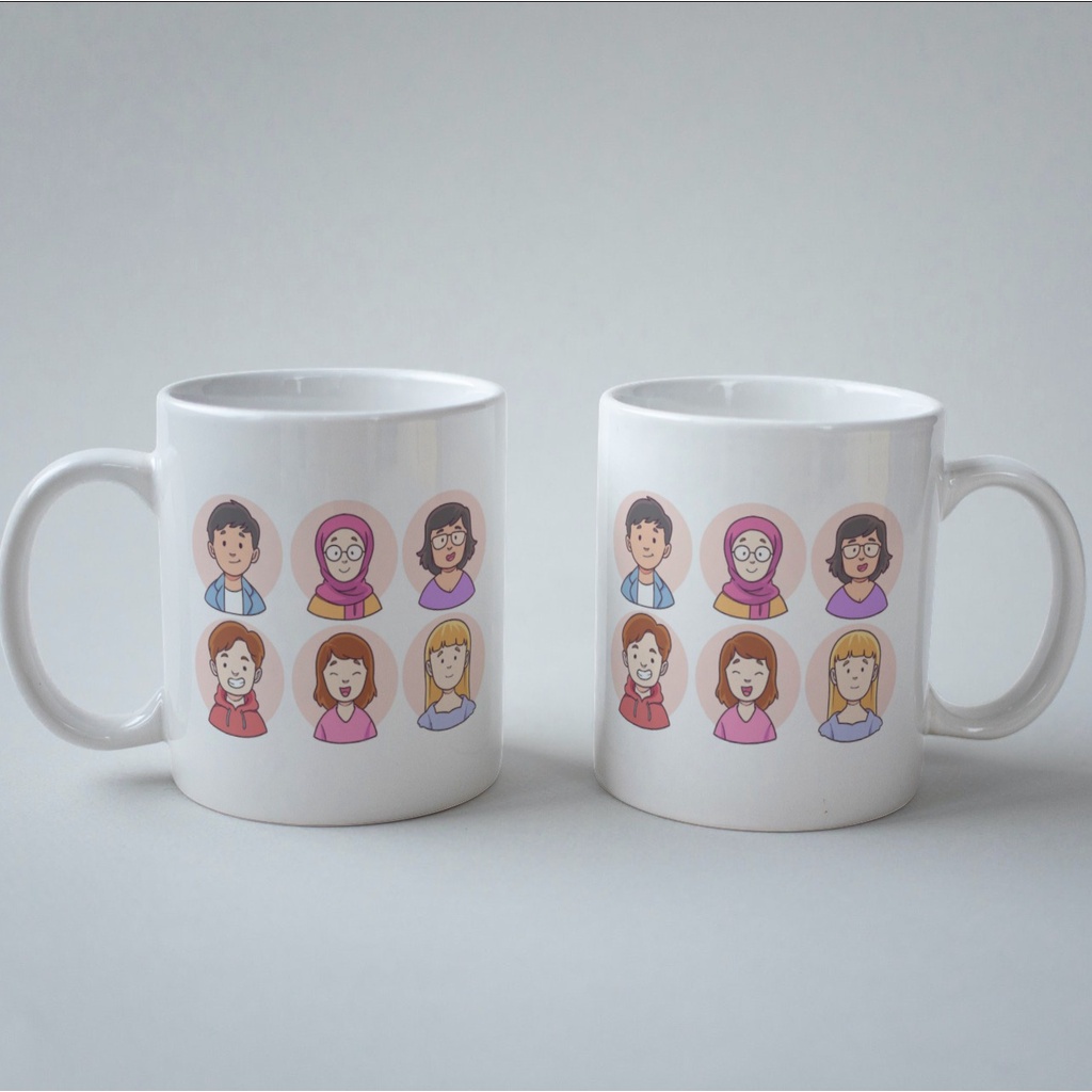Jual Mug Lucu hand drawn profile icon collection | Shopee Indonesia