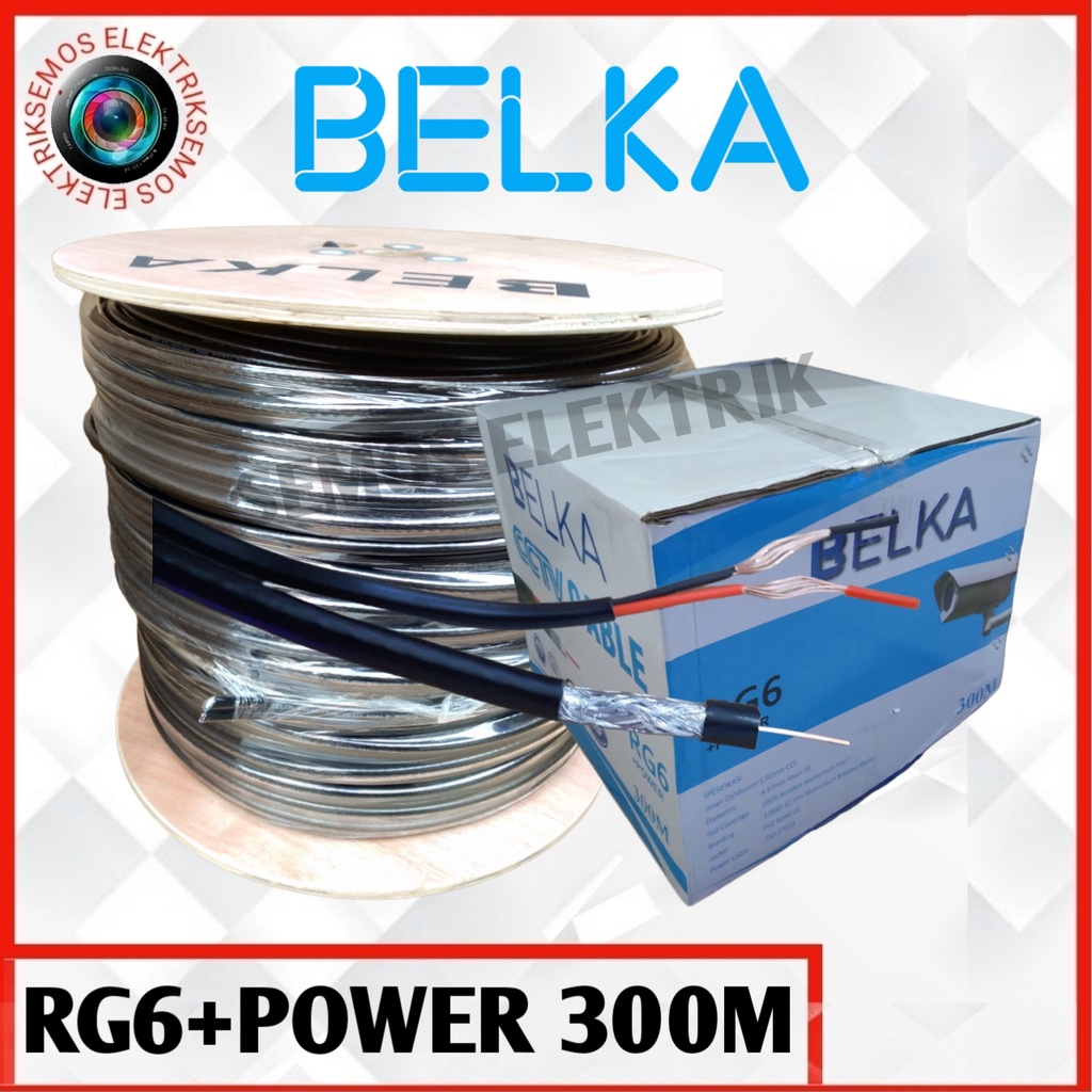 Jual Kabel CCTV RG6+Power BELKA Kabel CCTV 2 Jalur Warna Hitam | Shopee Indonesia