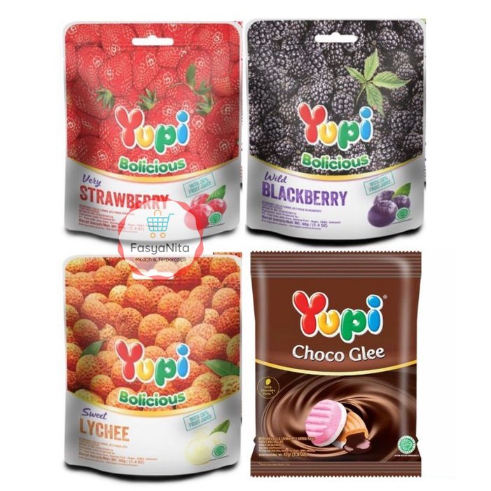 Jual Yupi Bolicious permen bola sari buah Blackberry Leychee strawberry ...