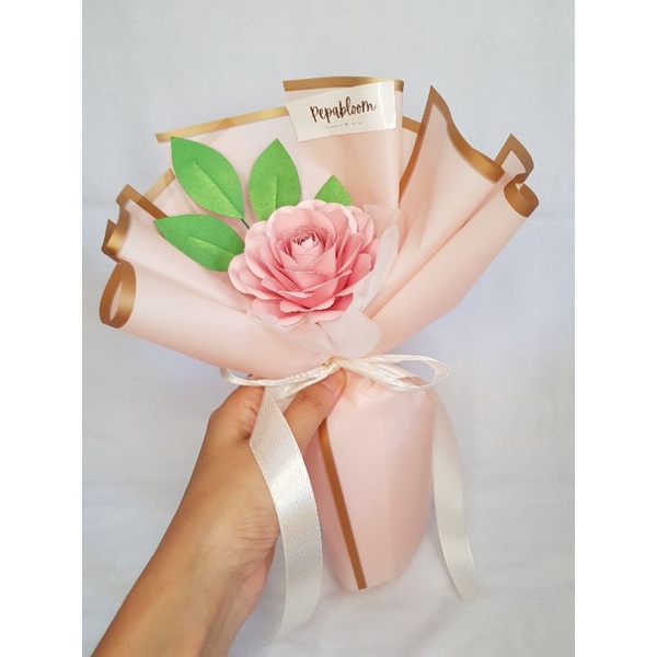 Jual Single Rose Bouquet / Paper Flower Bouquet / Buket Bunga Mawar ...