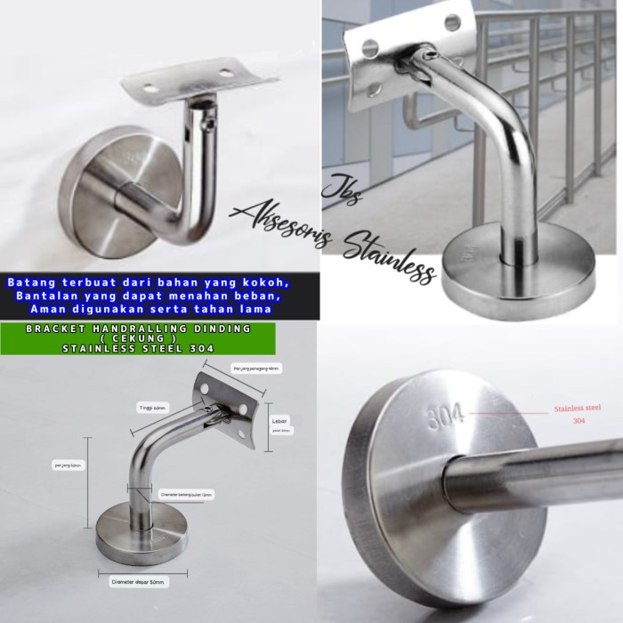 Jual BRACKET HANDRAIL DINDING (CEKUNG) STAINLESS STEEL 304 ABL27 ...