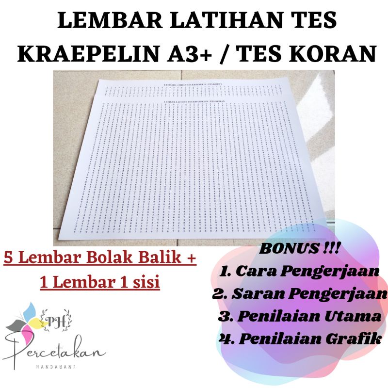 Jual TES KRAEPELIN A3+ / TES KORAN / TES PSIKOTES ( Paket B ) | Shopee ...