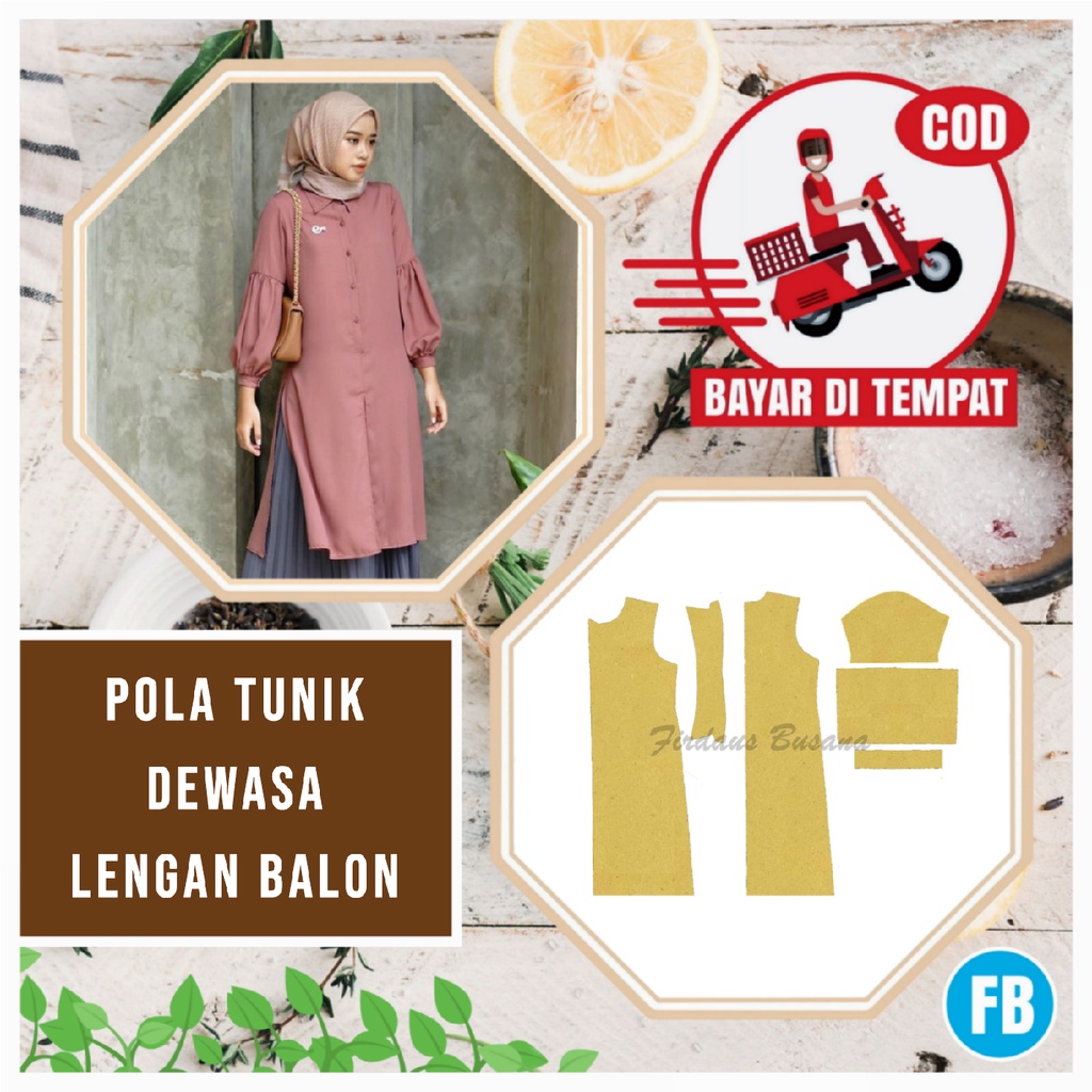 Jual 【COD】Pola Tunik Dewasa Lengan Balon Dewasa | Pola Baju Wanita Lengkap | Pola Instan | Pola ...