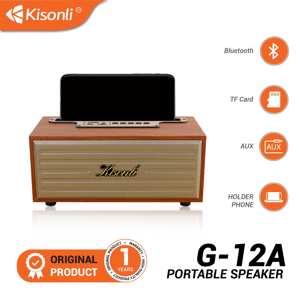 Jual KISONLI - Speaker Bluetooth Portable Retro Klasik Wooden G-12A | Shopee Indonesia
