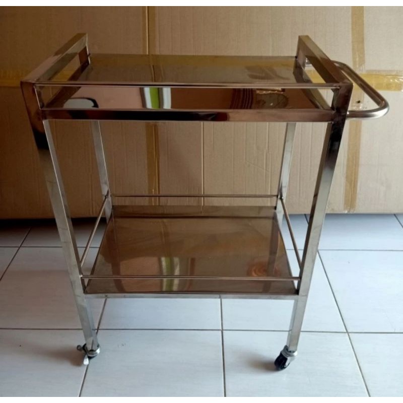 Jual Troli Instrument 2 Susun | Trolley 2 Laci Troly 3 Rak | Meja Medis ...