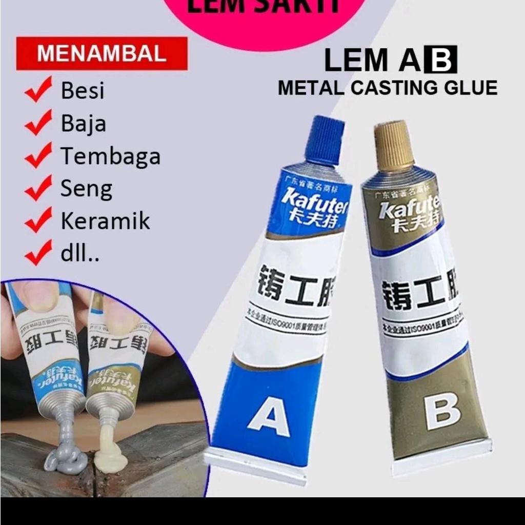 Jual Lem Epoxy AB 100gram Lem Anti Bocor Penambal Besi Steel Penambal ...