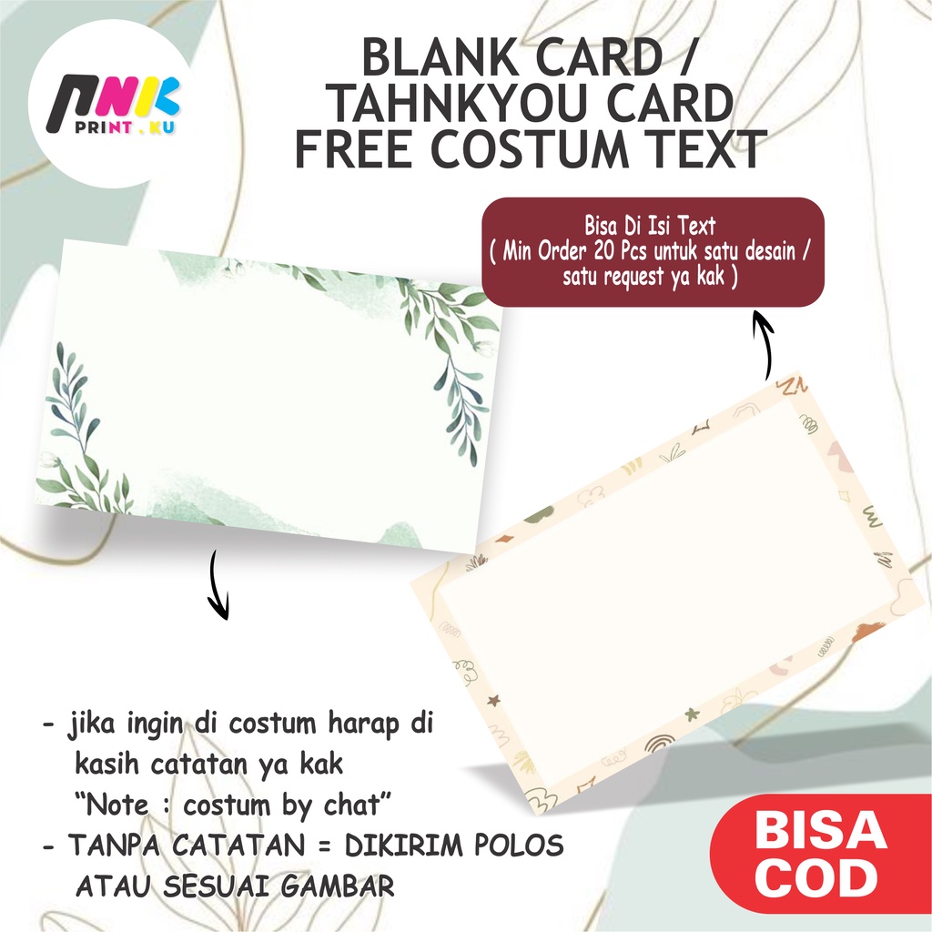 Jual kartu ucapan | Blank Card | Greeting Card ( FREE COSTUM TULISAN ...