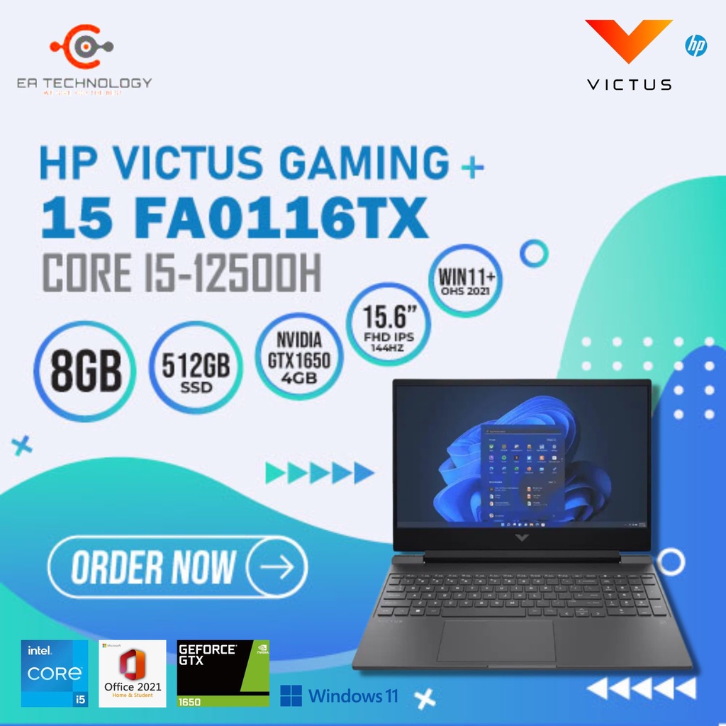 Jual HP VICTUS 15 fa0116TX i5-12500H 8GB 512SSD GTX1650 4GB 15.6" Win11 OHS | Shopee Indonesia