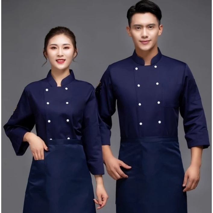 Jual Seragam Koki Chef uniform Kemeja Koki Kemeja Chef Jacket Unisex ...