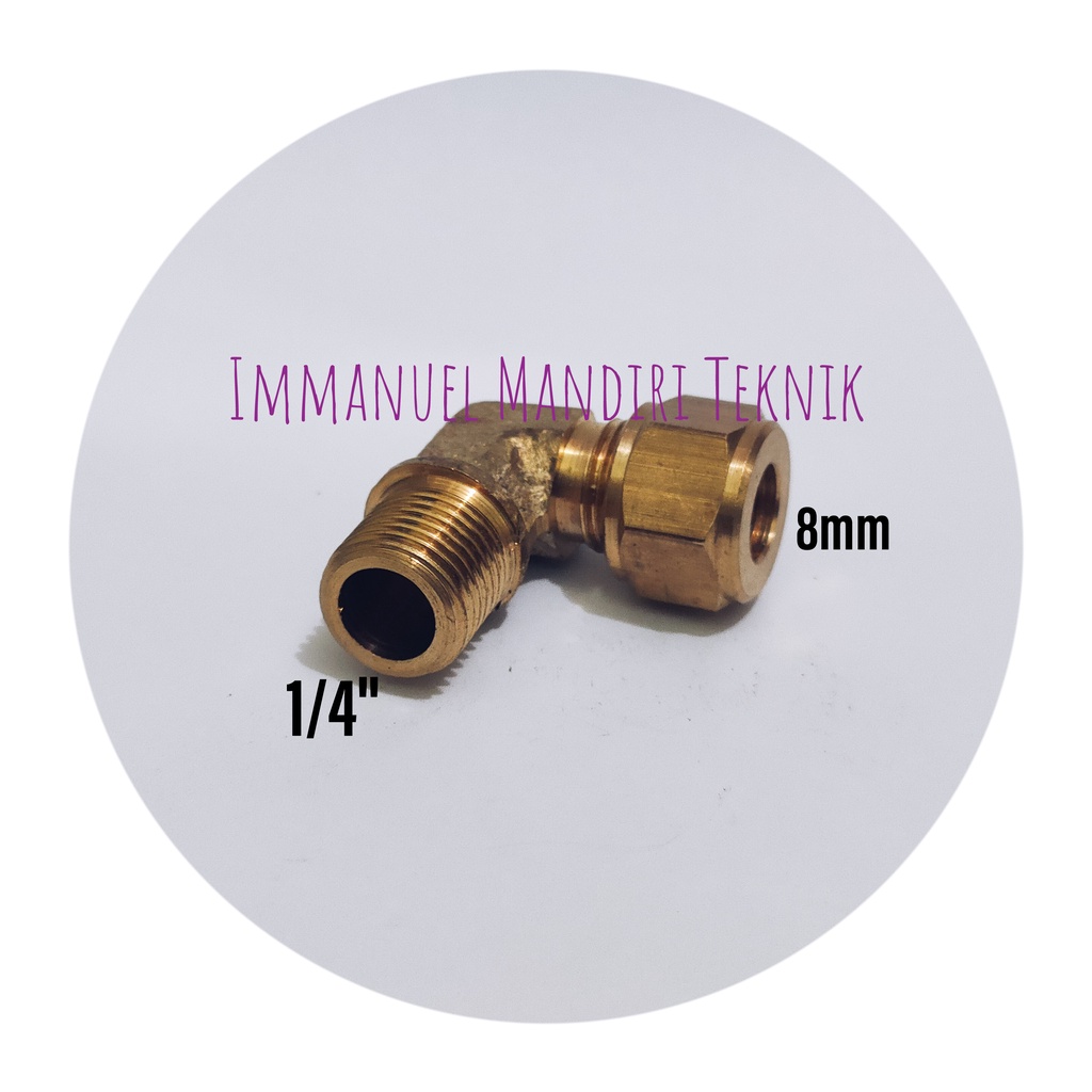 Jual Nepel pipa tembaga 1/4 x 8mm cincin / Male connector elbow 1/4 x 8mm | Shopee Indonesia