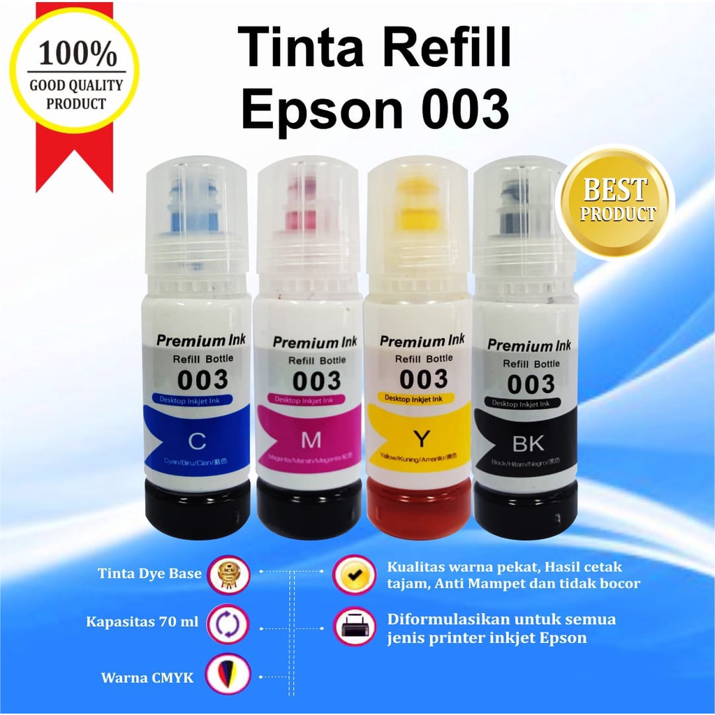 Jual Tinta Epson 003 Premium Untuk Printer L1110 L3210 L3100 L3101 L3110 | Shopee Indonesia