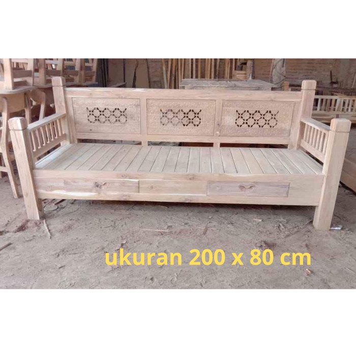 Jual Bangku Bale Bale Jati Bunga Seribu Minimalis Kayu Jati Kursi Tamu ...