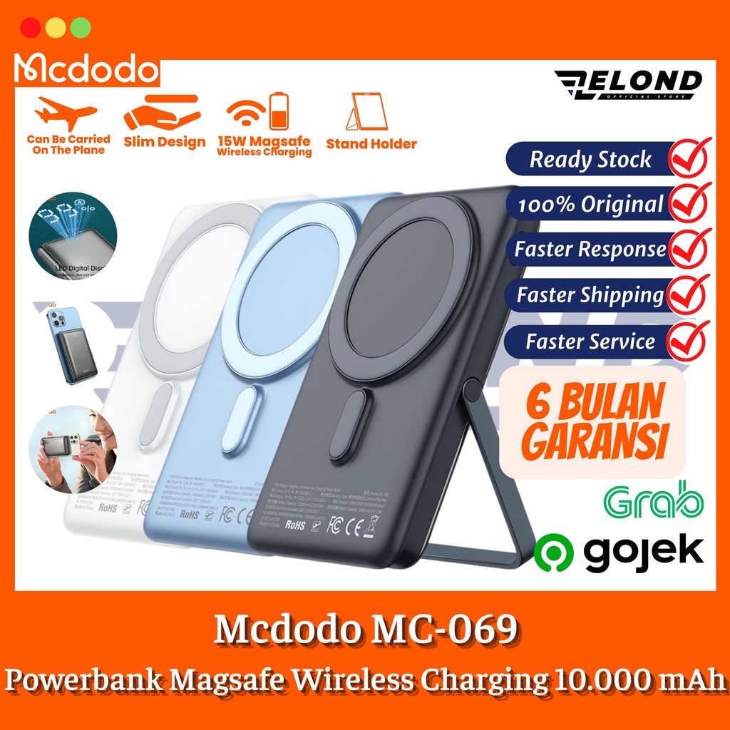 Jual MCDODO Powerbank Wireless Charging Magsafe Magnetic iPhone 10000 Mah 15W with Holder MCDODO ...