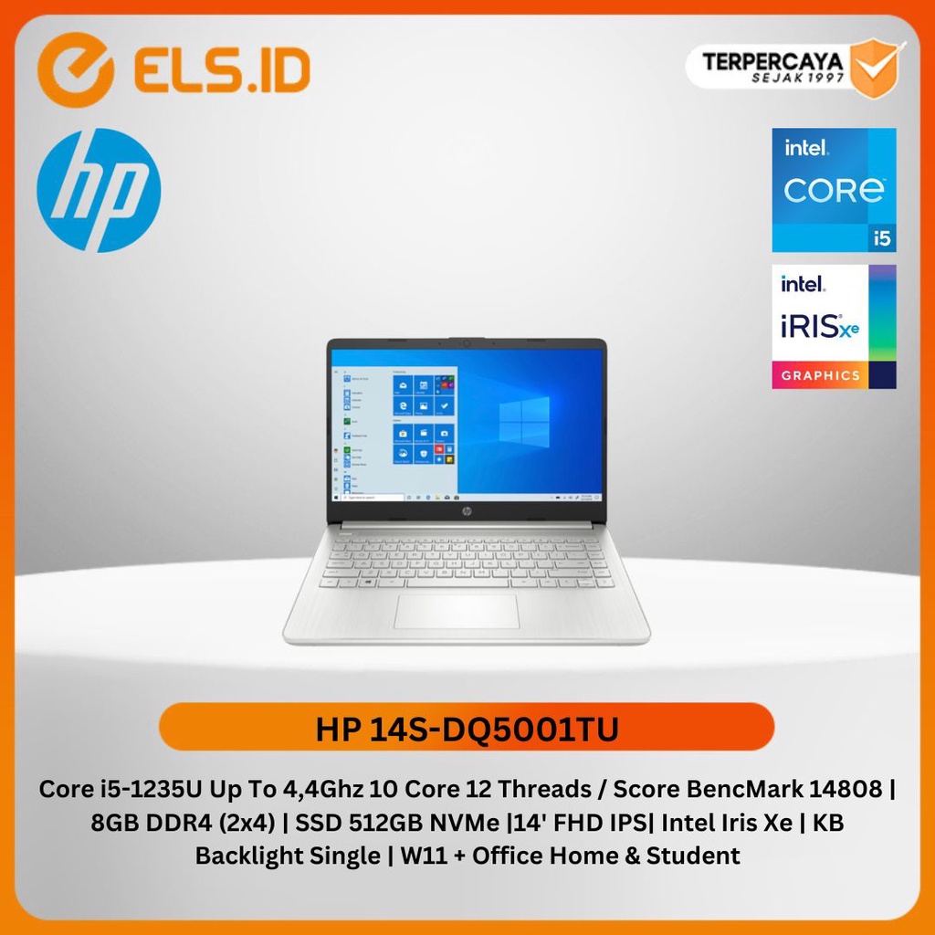 Jual Laptop HP 14S-DQ5001TU [ Intel Core i5-1235U - 8GB - SSD 512GB ] | Shopee Indonesia