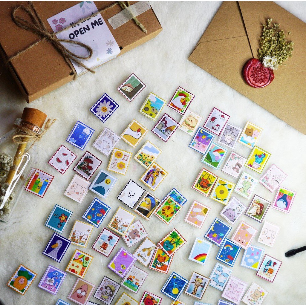 Jual 001 perangko stiker cute aesthetik mini lucu / bisa untuk freebies ...