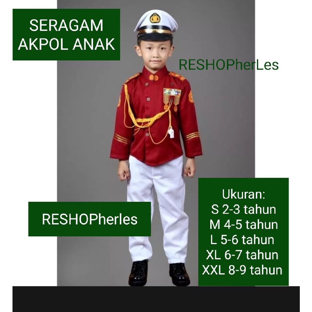 Jual SERAGAM AKPOL ANAK/KOSTUM AKPOL ANAK/BAJU PROFESI AKPOL/baju ...