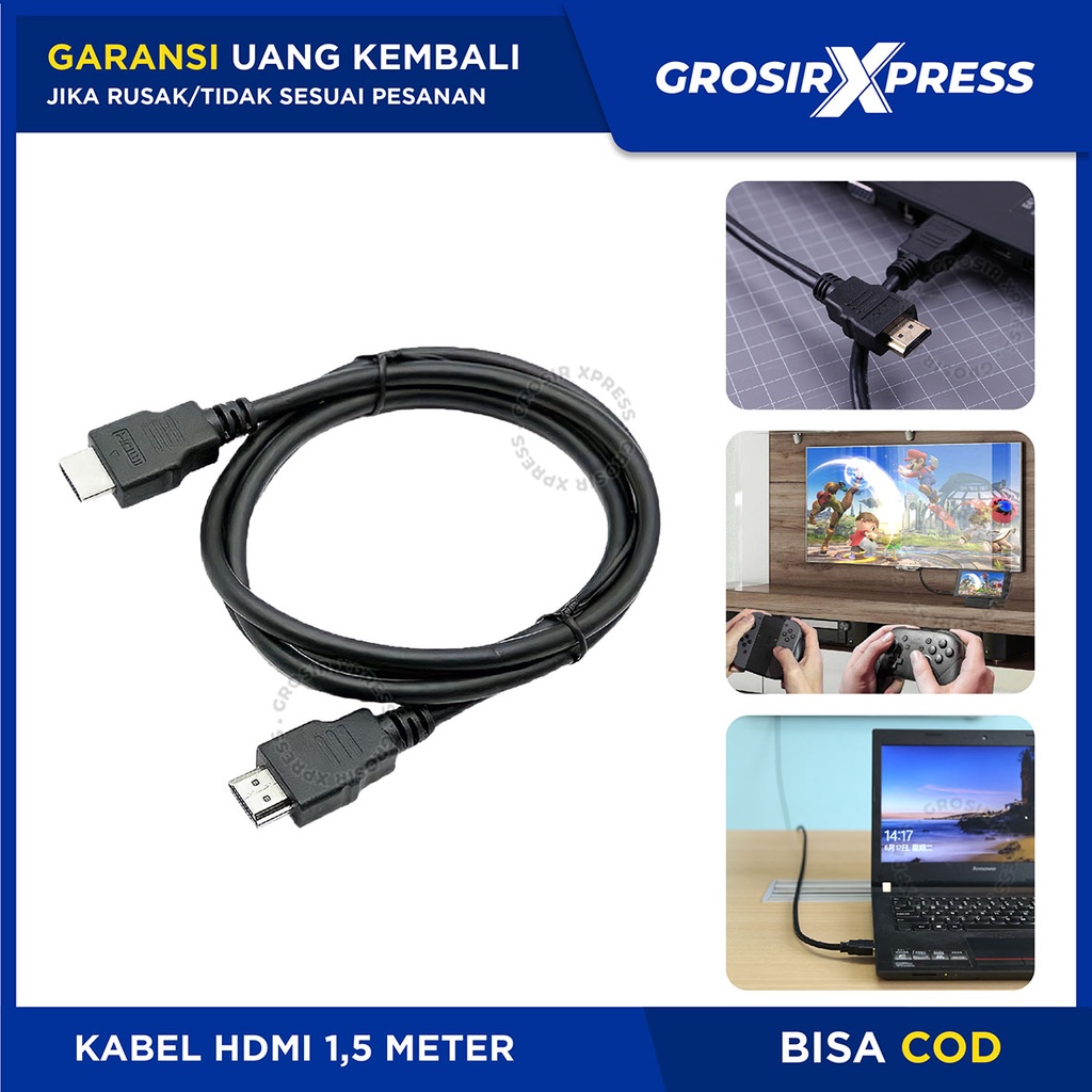 Jual Kabel HDMI To HDMI Polos 1,5Meter Cable Male To Male STB Ke TV ...
