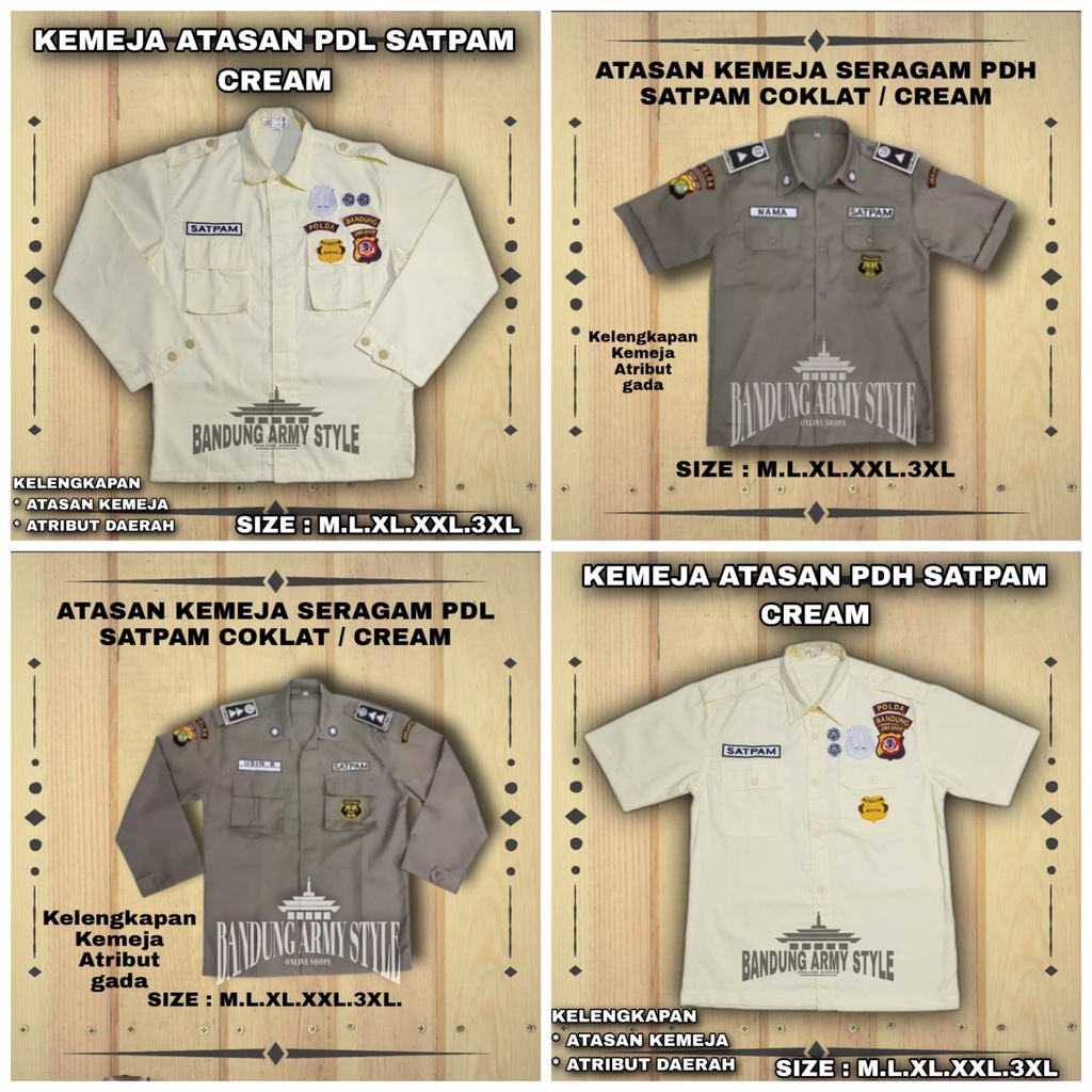 Jual ATASAN SATPAM / KEMEJA SATPAM / PDH SATPAM / PDL SATPAM / BAJU STELAN SATPAM | Shopee Indonesia