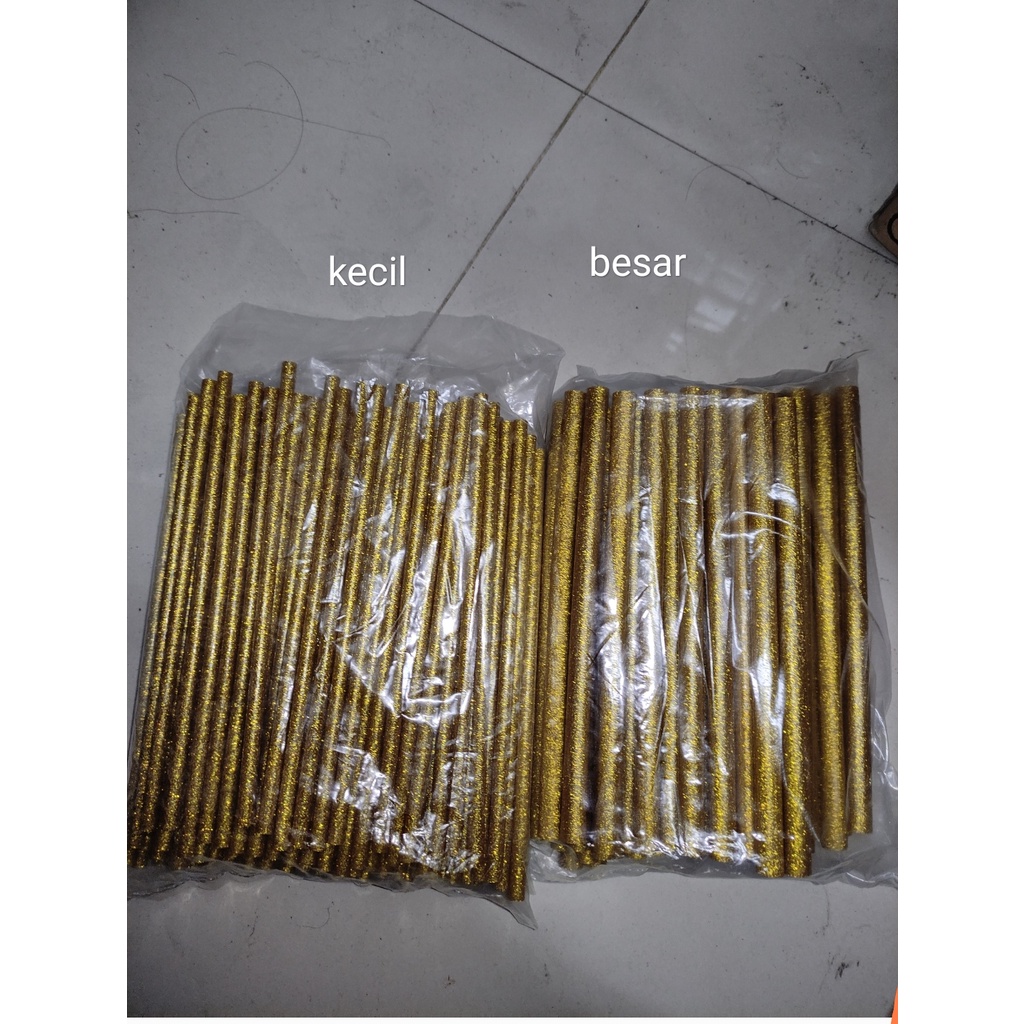 Jual lem bakar tembak gliter emas 10 cm kecil satuan 7 mm diameter hot ...