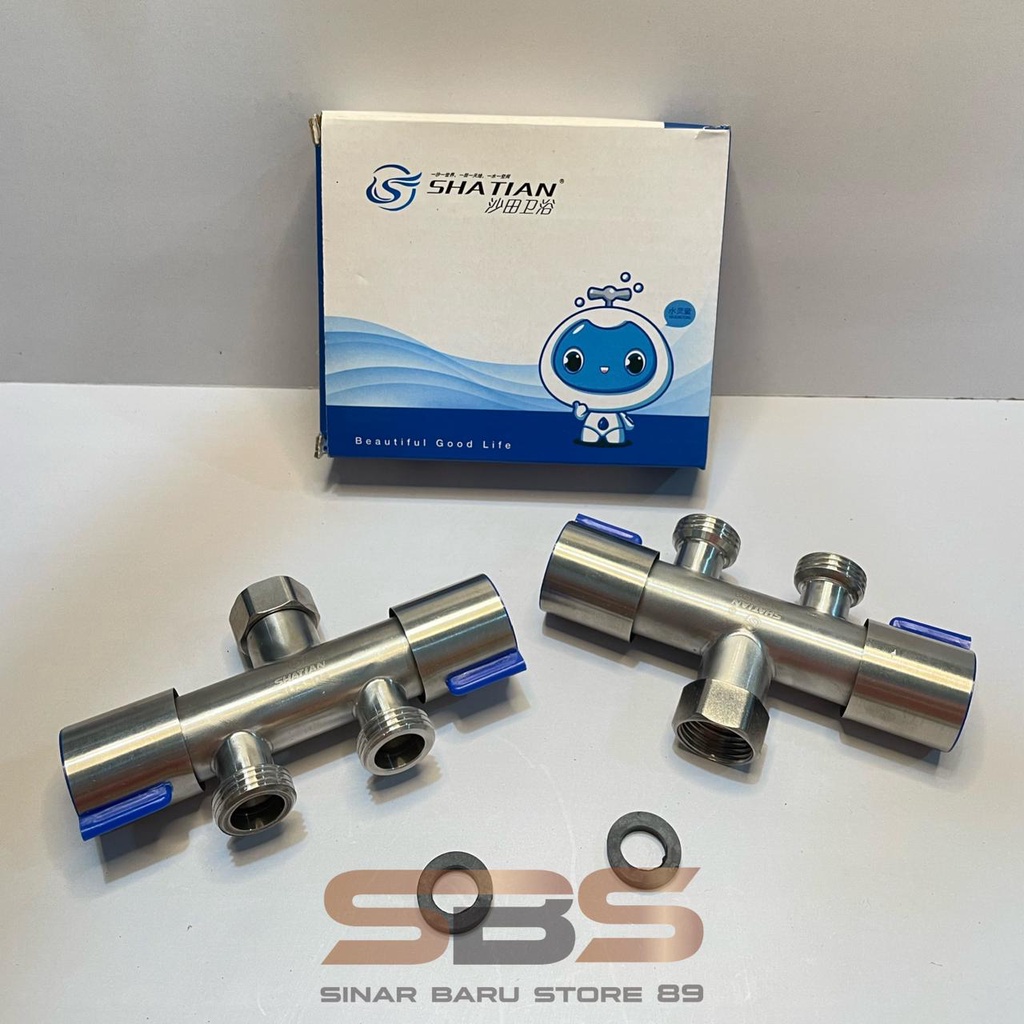 Jual Stop Kran Shower Double Stop 2 On Off Stainless Steel | Shopee ...