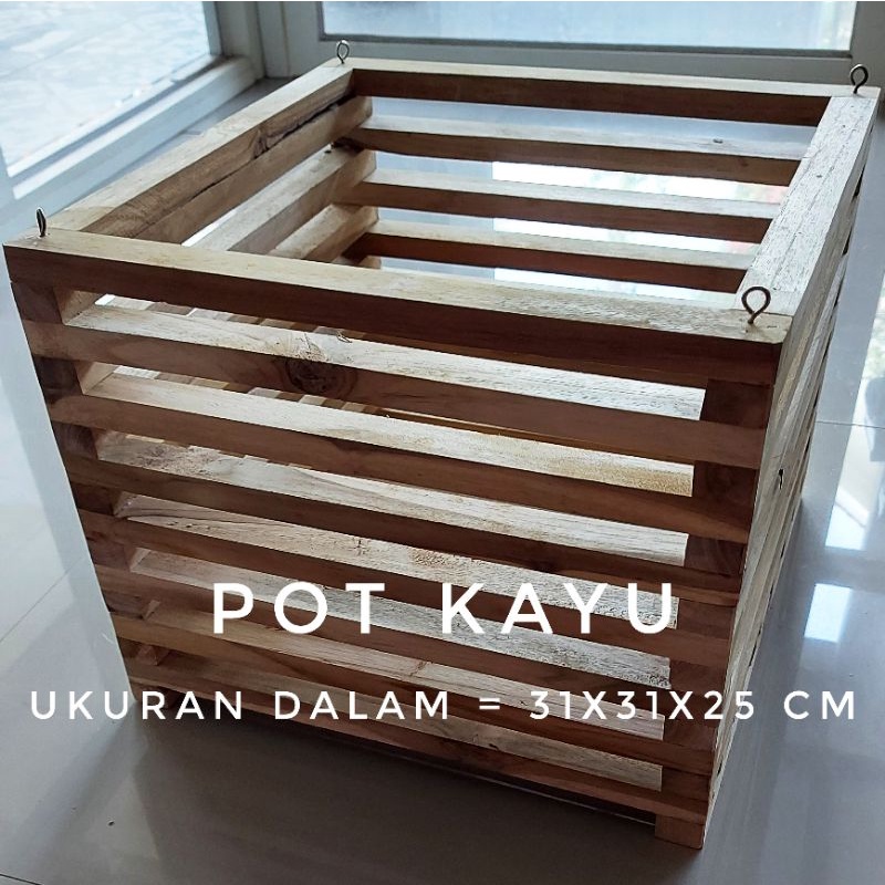 Jual Pot Kayu Kotak 31x31x25 cm/Pot Anggrek/Pot Kayu Jati/Pot Kayu ...