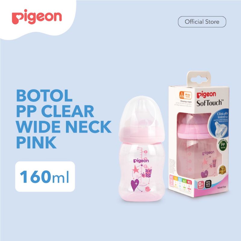 Jual Pigeon Botol PP Clear Wide Neck 160 ml / Botol susu bayi | Shopee Indonesia