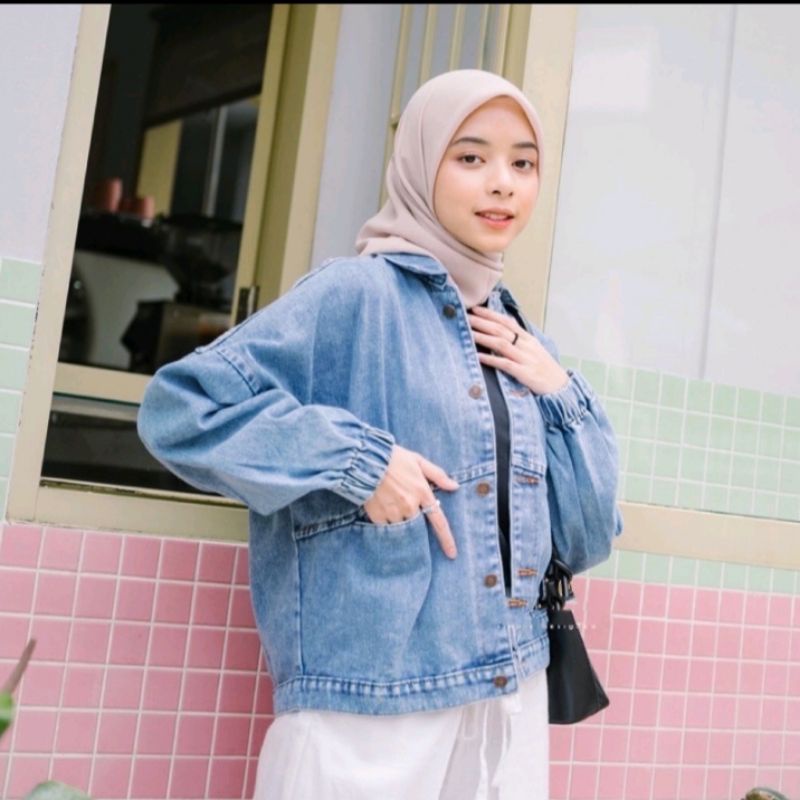 Jual Jaket Jeans Oversize Wanita Jacket Jins Denim Vintage Korean Style ...