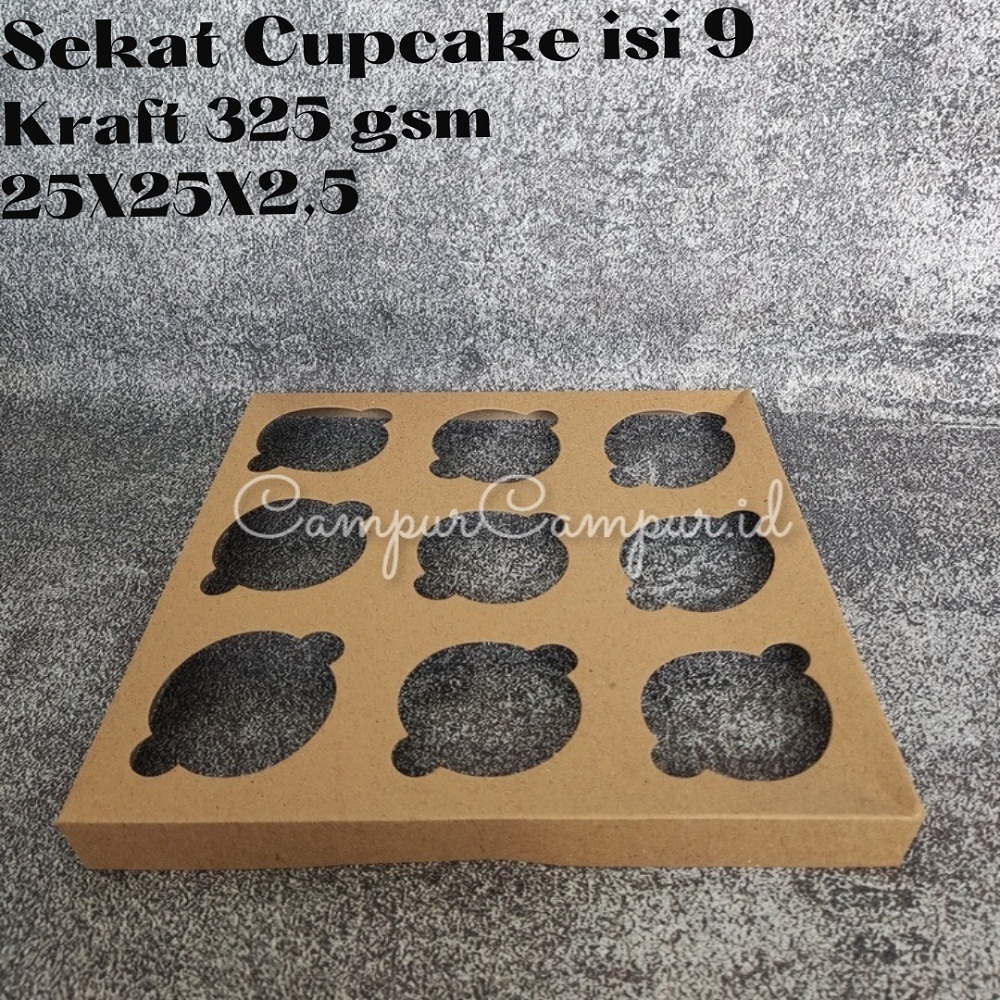 Jual Inner Sekat Cupcake isi 9 25x25x2,5 Kraft coklat polos | Shopee Indonesia