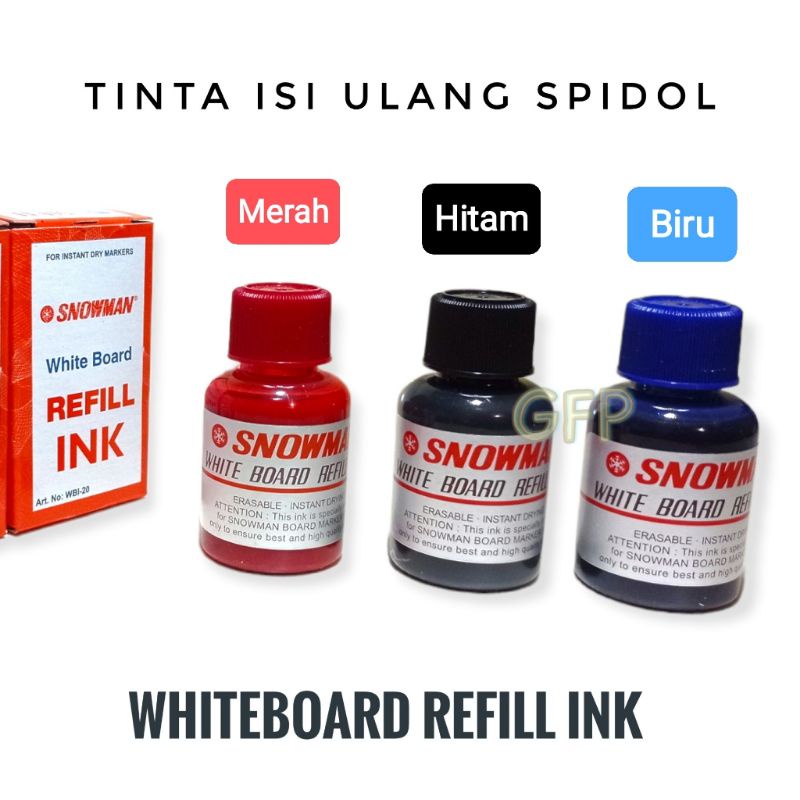 Jual Tinta Isi Ulang Spidol Whiteboard Bisa Dihapus Snowman WBI-20 ...