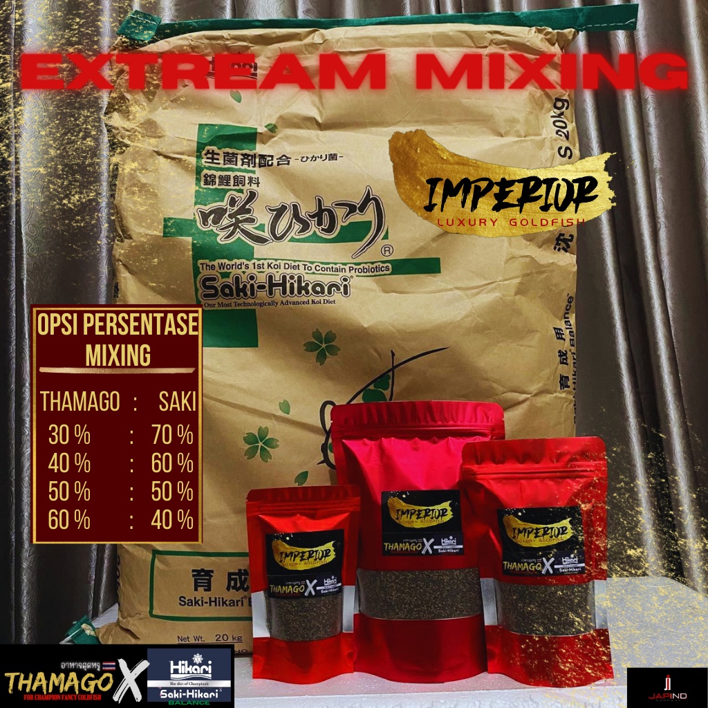 Jual Pakan/Pelet Ikan Koki Goldfish Extream Mix - Thamago MIX HIG+GCE X ...