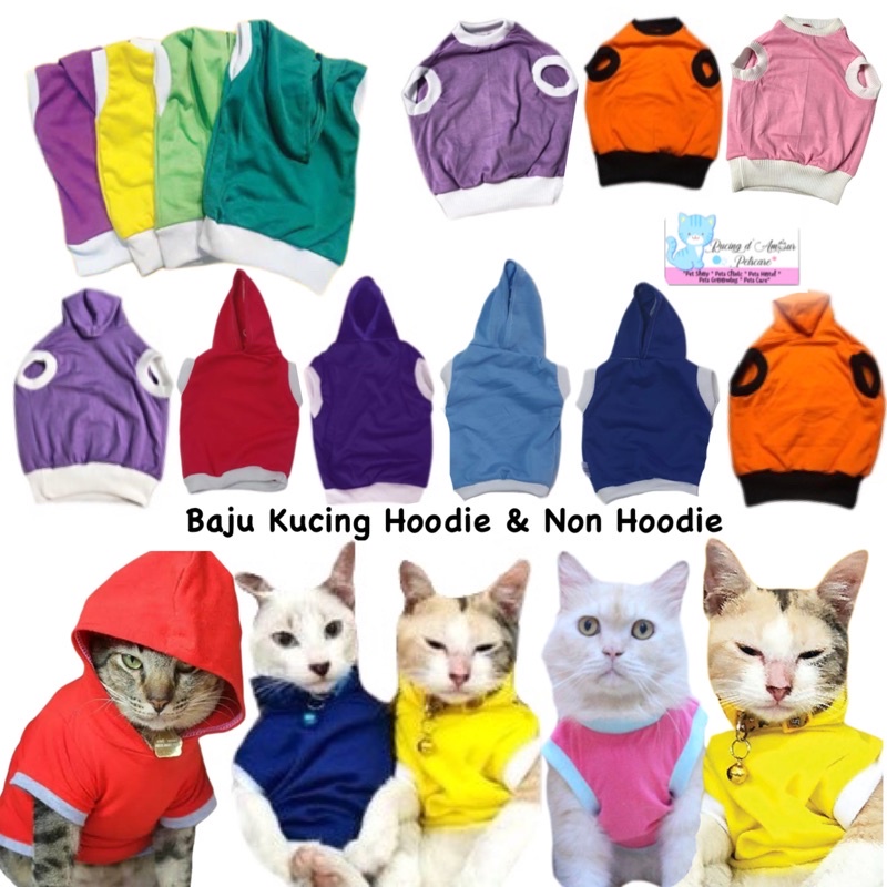 Jual Baju Kucing UKURAN S polos oblong dan hodie Pakainan Mainan ...