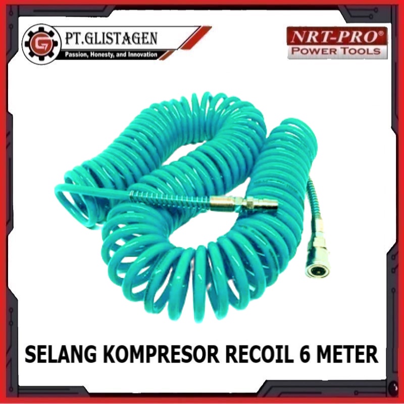 Jual Selang Angin Kompresor Spiral Recoil Hose 6 Meter Selang PU 6M NRT ...
