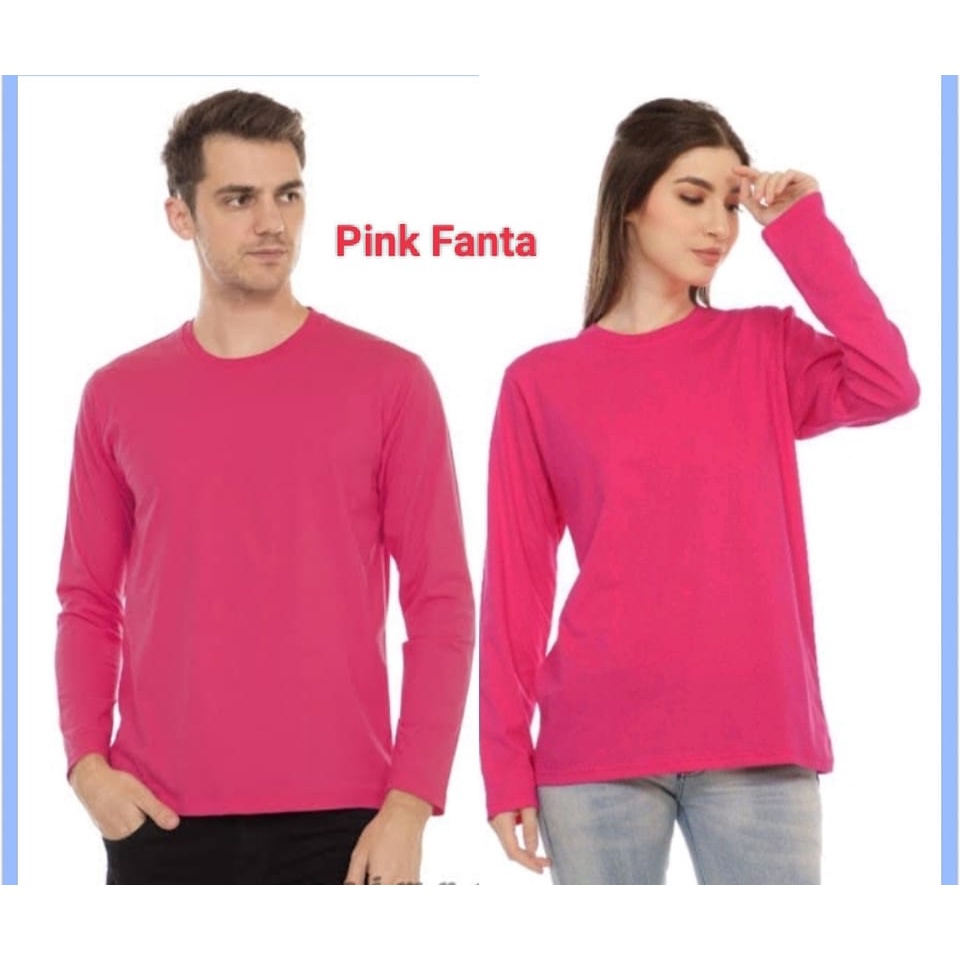 Jual Kaos polos lengan panjang soft katun combed 30s warna Pink Fanta ...