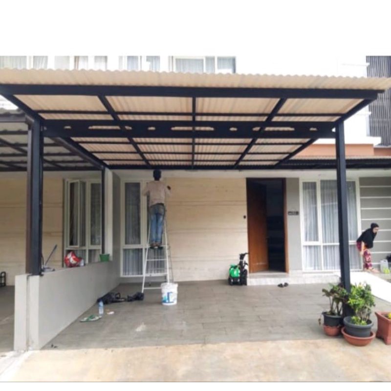 Jual Kanopi Baja Ringan Atap Alderon Rs + Cat Terpasang Kanopi Baja ...