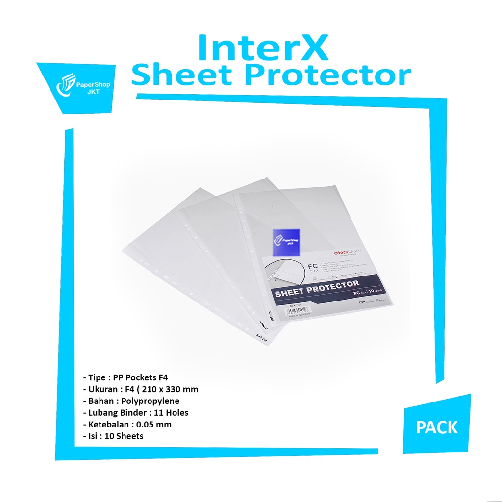 Jual INTER X Folder - Sheet Protector PP Pockets F4 Isi 10 Lembar ...