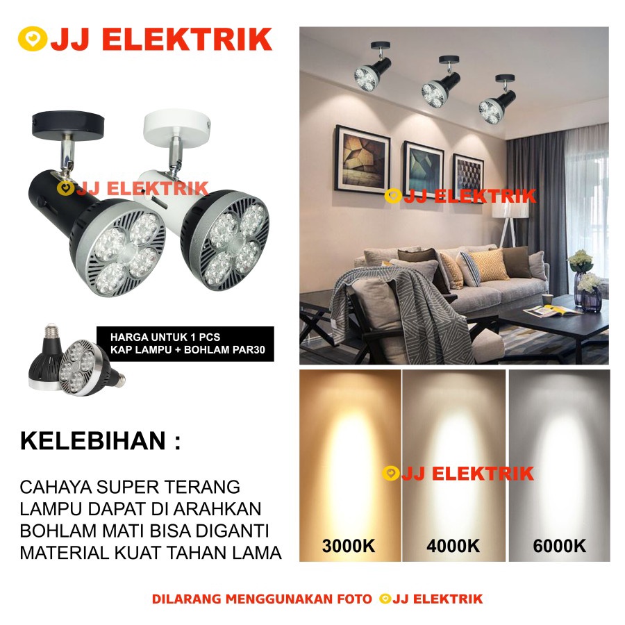 Jual Lampu Sorot Plafon Tempel 35 Watt Halogen LED 35W Fitting E27 ...