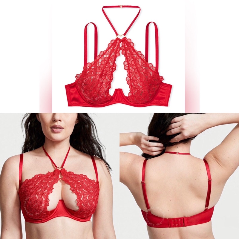 Jual Victoria Secret Original Sweetheart Lace Open Cup Halter Bra Size 32b 32c 34b 34c 36b 36c