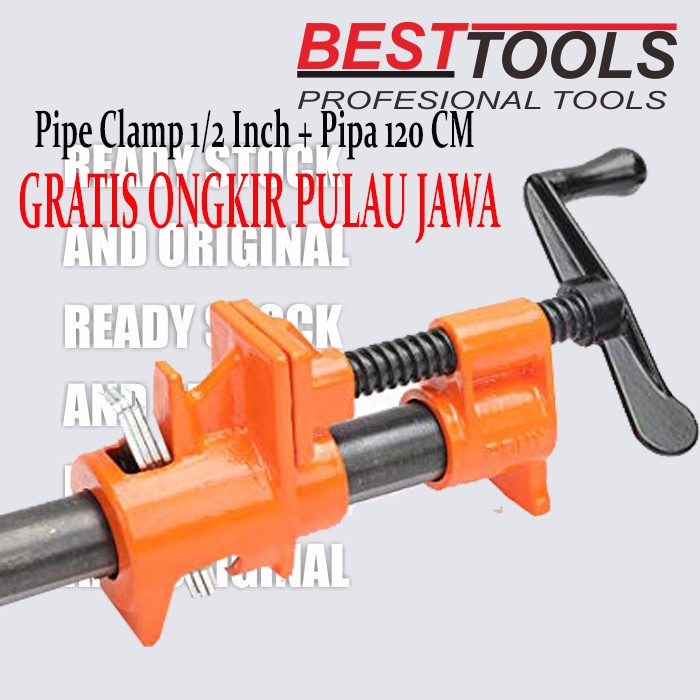 Jual Penjepit Pipe Clamp Fixture / F Clamp / Bar Clamp 1/2 Inch Pipa ...